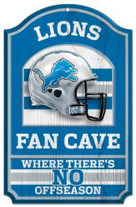 Detroit Lions NFL Wood Sign - 11"x17" Fan Cave Design - Detroit Game Gear