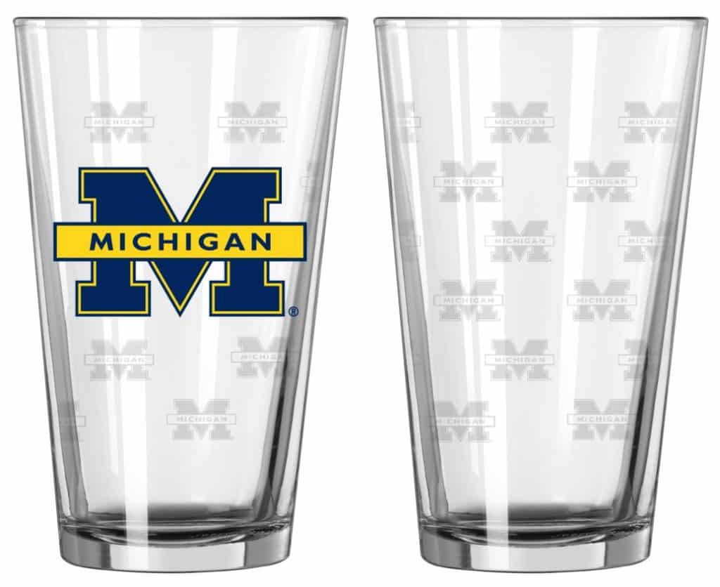 Michigan Wolverines NCAA Satin Etch Pint Glass Set - Detroit Game Gear