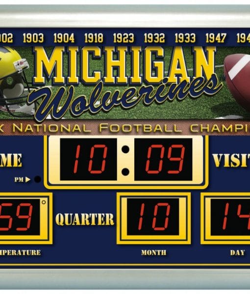 Michigan Wolverines NCAA Clock - 14"x19" Scoreboard - Detroit Game Gear