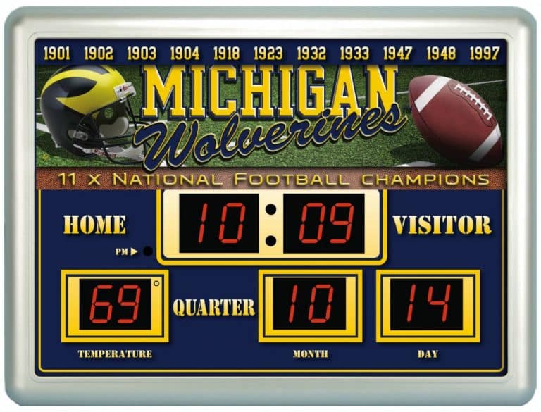 Michigan Wolverines NCAA Clock - 14"x19" Scoreboard - Detroit Game Gear