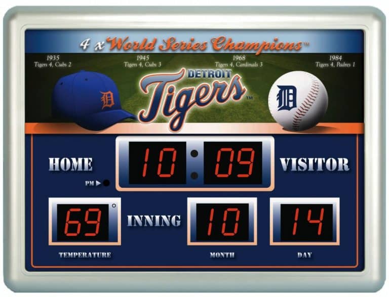 Detroit Tigers MLB Clock - 14"x19" Scoreboard - Detroit Game Gear