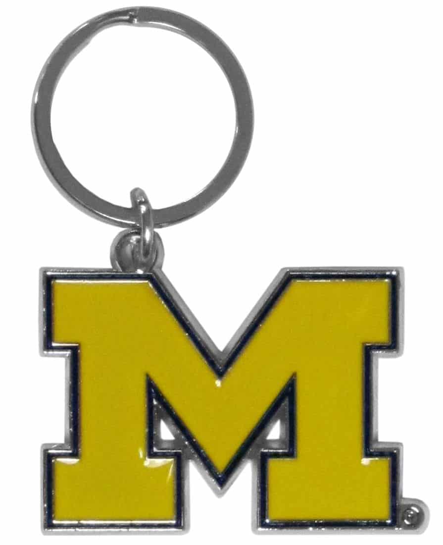 Michigan Wolverines NCAA Chrome Logo Cut Keychain - Detroit Game Gear