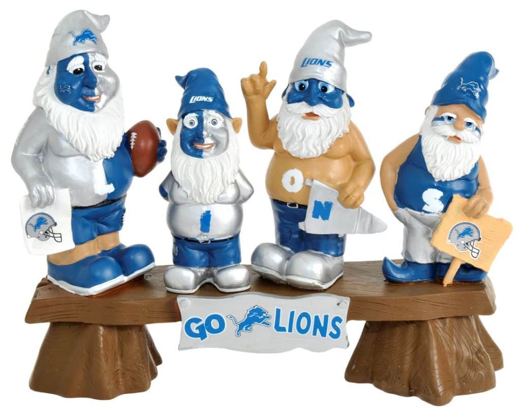 Detroit Lions NFL Fans On Bench Gnome - Detroit Game Gear