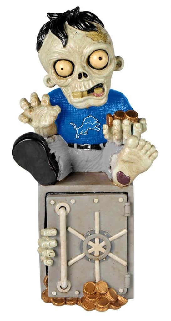 Detroit Lions NFL Zombie Figurine Bank - Detroit Game Gear