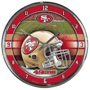 San Francisco 49ers Round Chrome Wall Clock - Detroit Game Gear