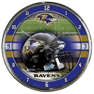 Baltimore Ravens Round Chrome Wall Clock - Detroit Game Gear