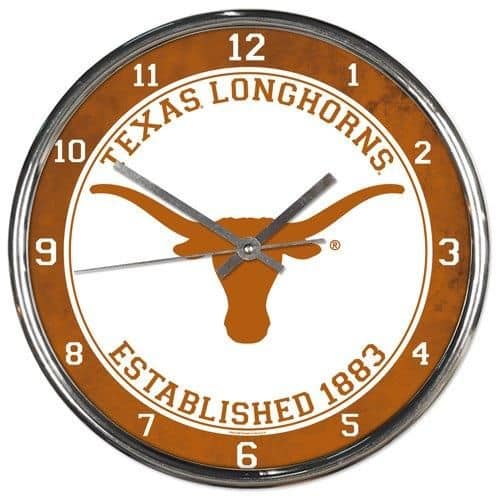 Texas Longhorns Round Chrome Wall Clock - Detroit Game Gear
