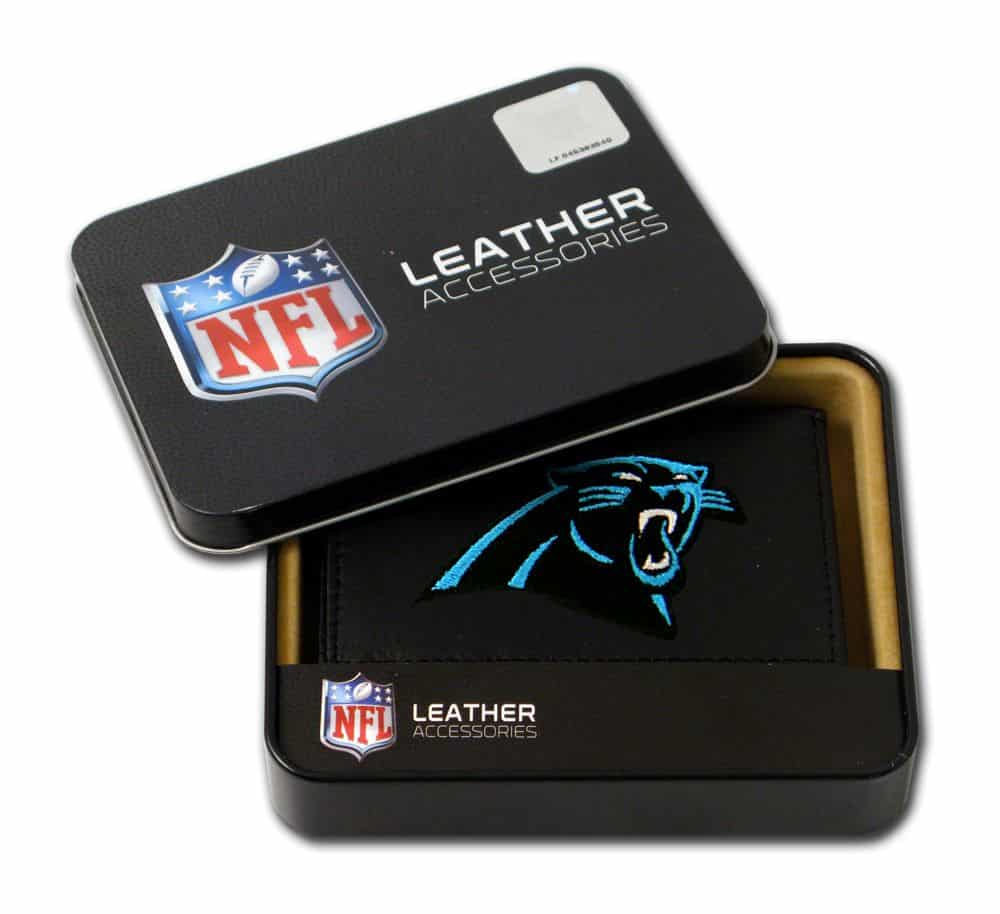Carolina Panthers Embroidered Leather Tri-Fold Wallet - Detroit Game Gear