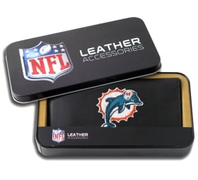 Miami Dolphins Embroidered Leather Checkbook Cover - Detroit Game Gear