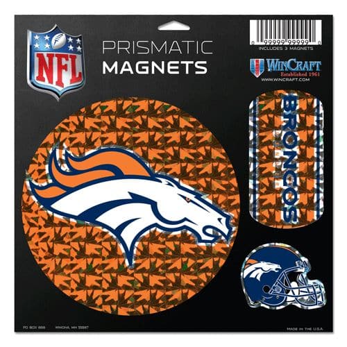 Denver Broncos Magnets - 11"x11" Prismatic Sheet - Detroit Game Gear
