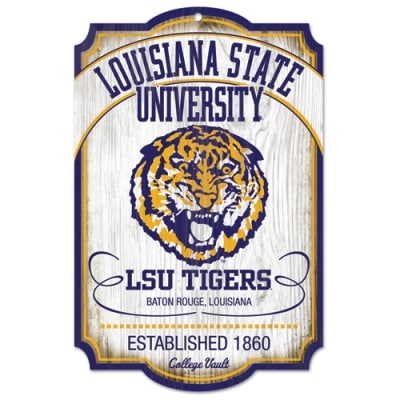 LSU Tigers Wood Sign - College Vault - Detroit Game Gear