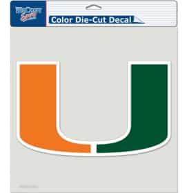 Miami Hurricanes Die-Cut Decal - 8"x8" Color - Detroit Game Gear