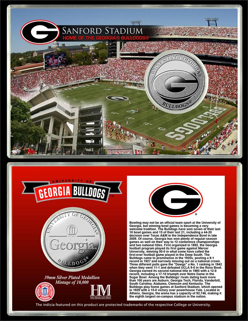 Georgia Bulldogs Silver Coin Card - Stadium - Detroit Game Gear