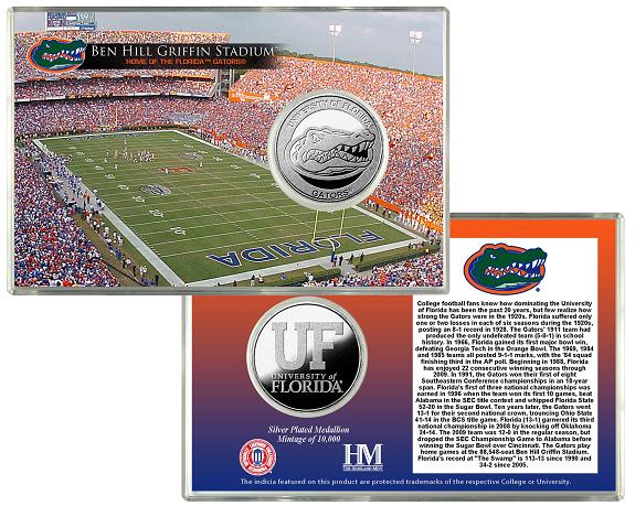 Florida Gators Silver Coin Card - Stadium - Detroit Game Gear