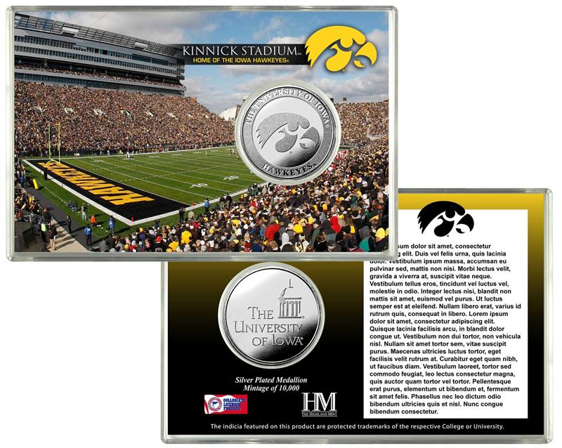 Iowa Hawkeyes Silver Coin Card - Stadium - Detroit Game Gear