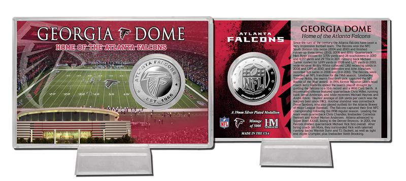 Atlanta Falcons Silver Coin Card - Stadium - Detroit Game Gear
