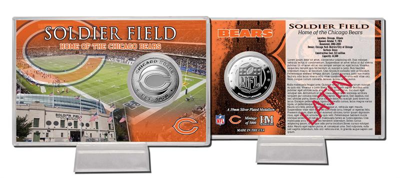 Chicago Bears Silver Coin Card - Stadium - Detroit Game Gear
