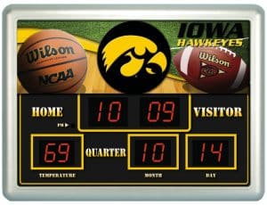 Iowa Hawkeyes Clock - 14"x19" Scoreboard - Detroit Game Gear