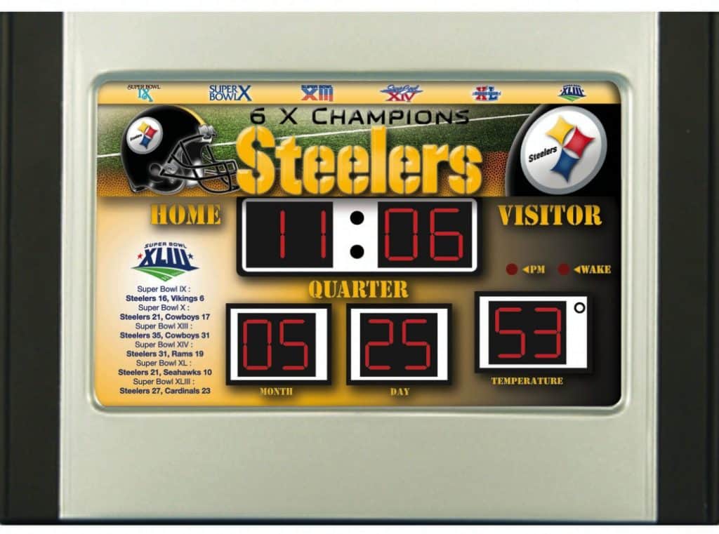 Pittsburgh Steelers Scoreboard Desk & Alarm Clock - Detroit Game Gear