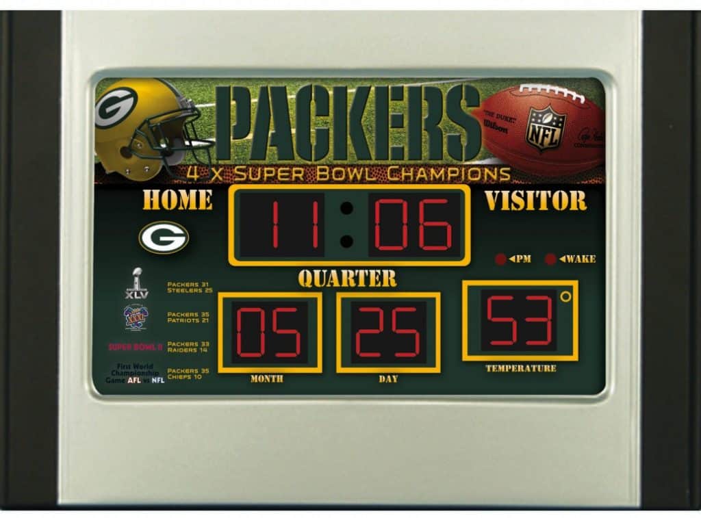 Green Bay Packers Scoreboard Desk & Alarm Clock - Detroit Game Gear