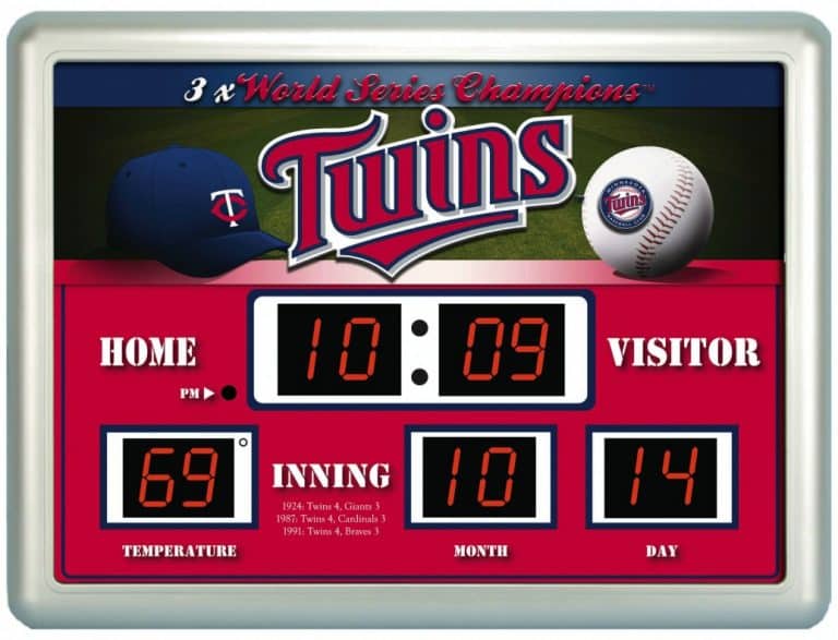 Minnesota Twins Clock - 14"x19" Scoreboard - Detroit Game Gear
