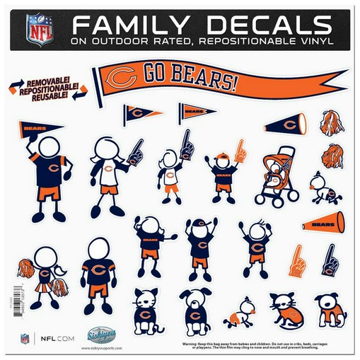 Chicago Bears 11"x11" Family Car Decal Sheet - Detroit Game Gear