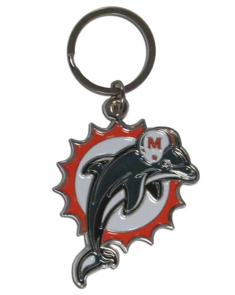 Miami Dolphins Chrome Logo Cut Keychain - Detroit Game Gear
