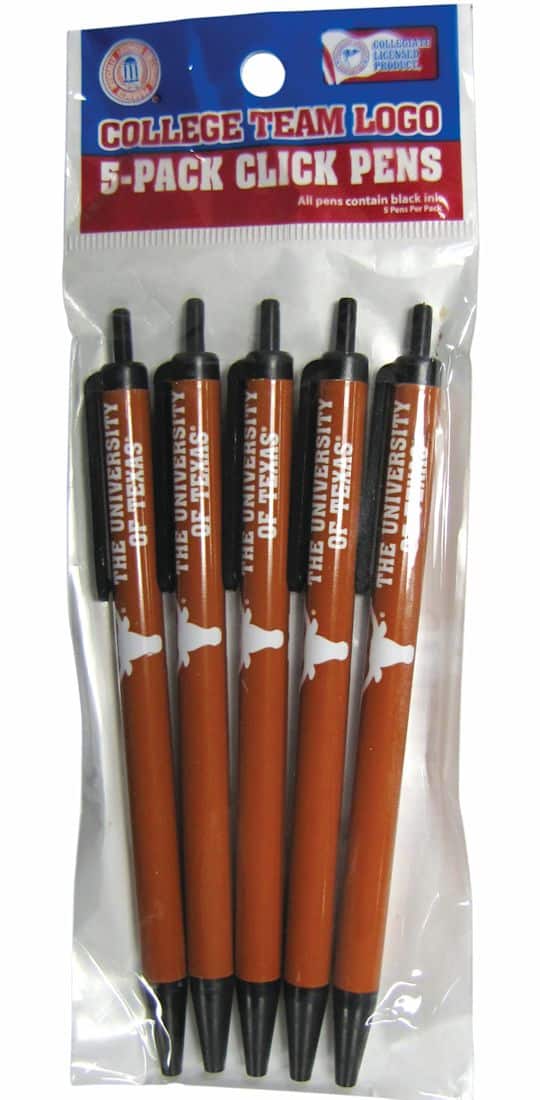 Texas Longhorns Click Pens - 5 Pack - Detroit Game Gear