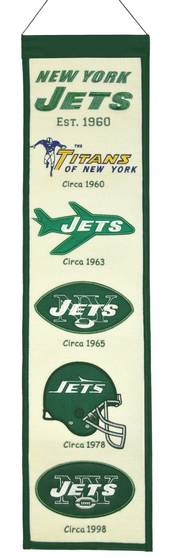 New York Jets Wool 8"x32" Heritage Banner - Detroit Game Gear