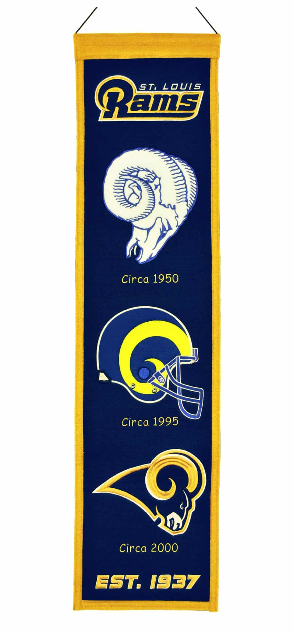 St. Louis Rams Wool 8"x32" Heritage Banner - Detroit Game Gear