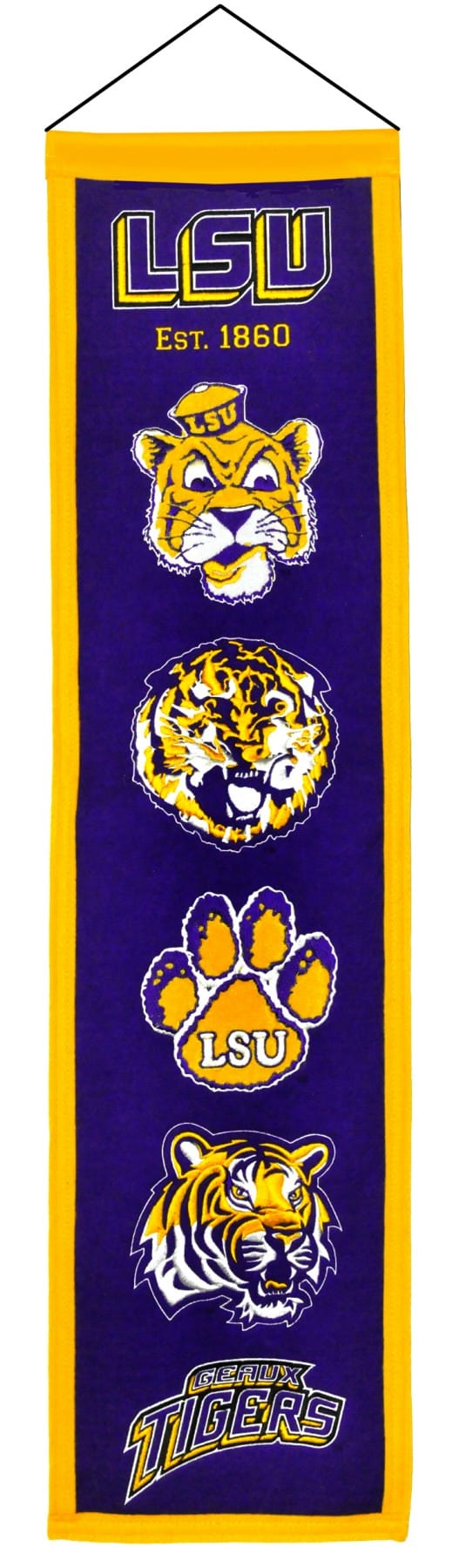 LSU Tigers Wool 8"x32" Heritage Banner - Detroit Game Gear