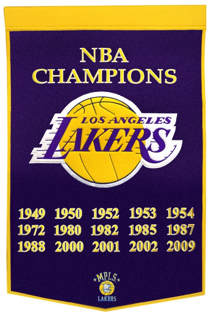 Los Angeles Lakers 24"x36" Wool Dynasty Banner - Detroit Game Gear