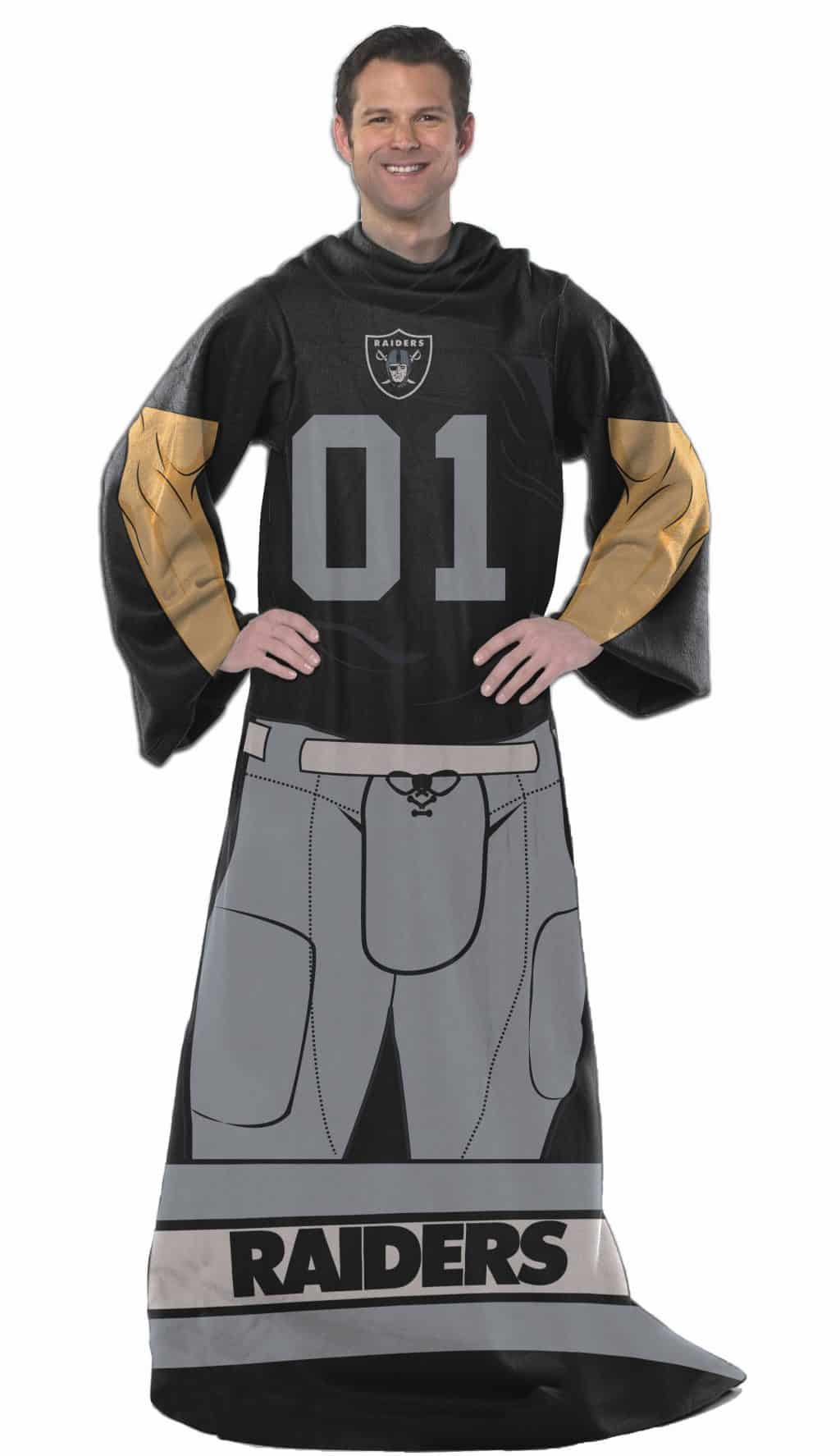 Oakland Raiders Comfy Throw Blanket With Sleeves - Player Design ...