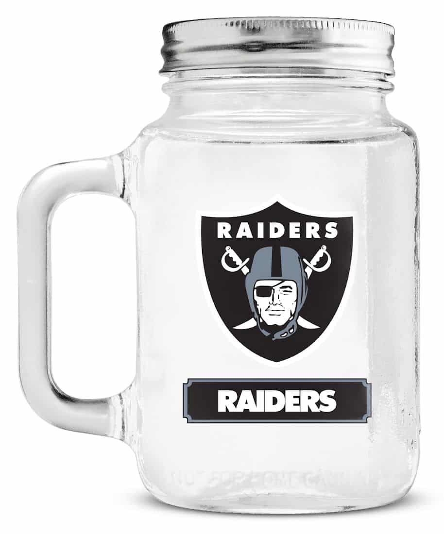 Oakland Raiders Mason Jar Glass With Lid - Detroit Game Gear