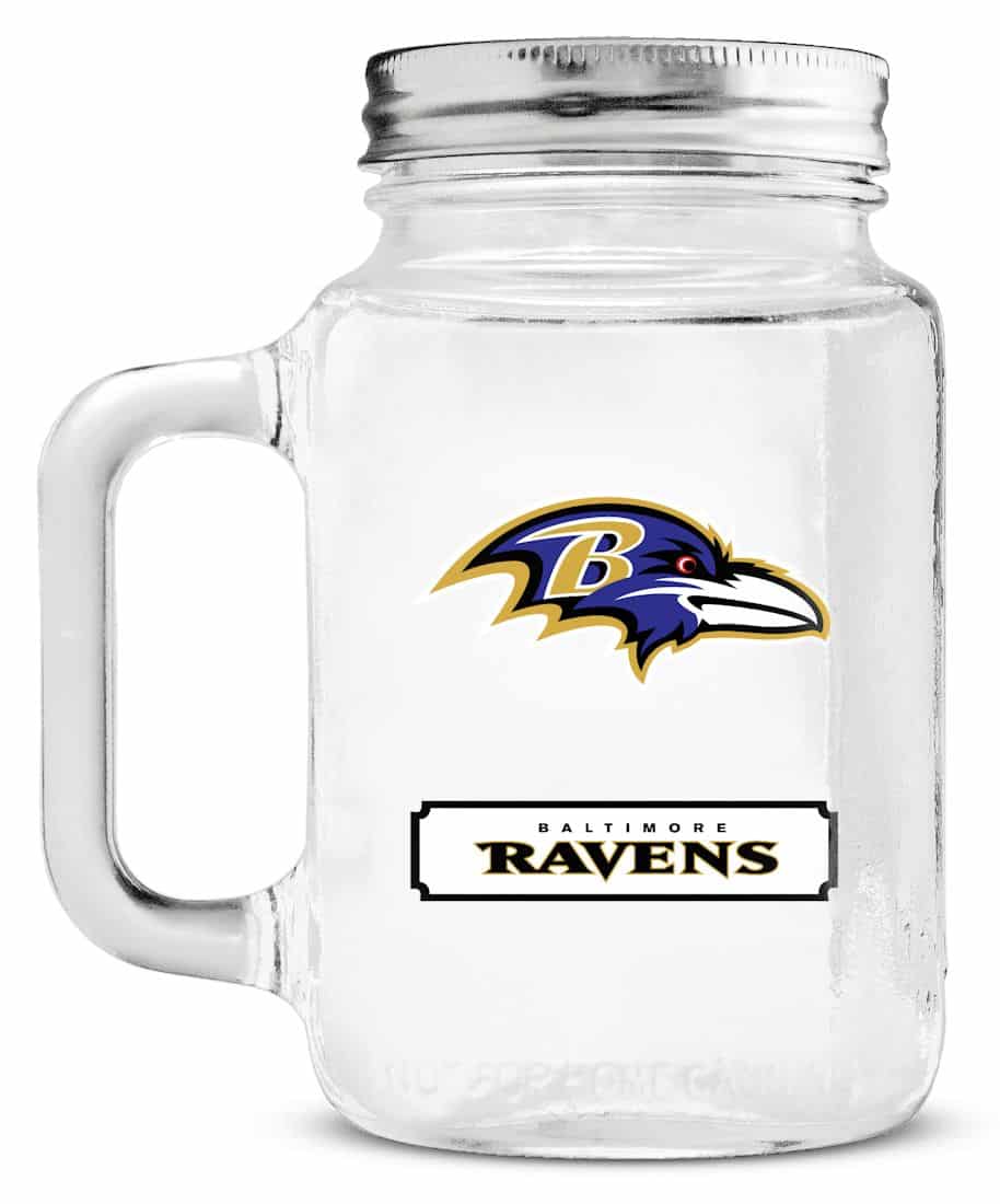 Baltimore Ravens Mason Jar Glass With Lid - Detroit Game Gear
