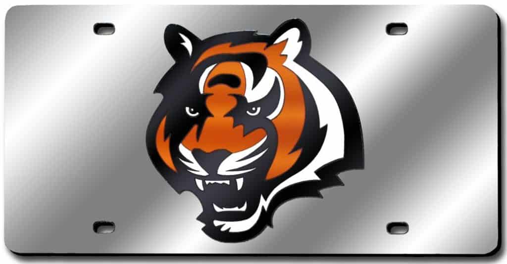 Cincinnati Bengals Laser Cut Silver License Plate - Detroit Game Gear
