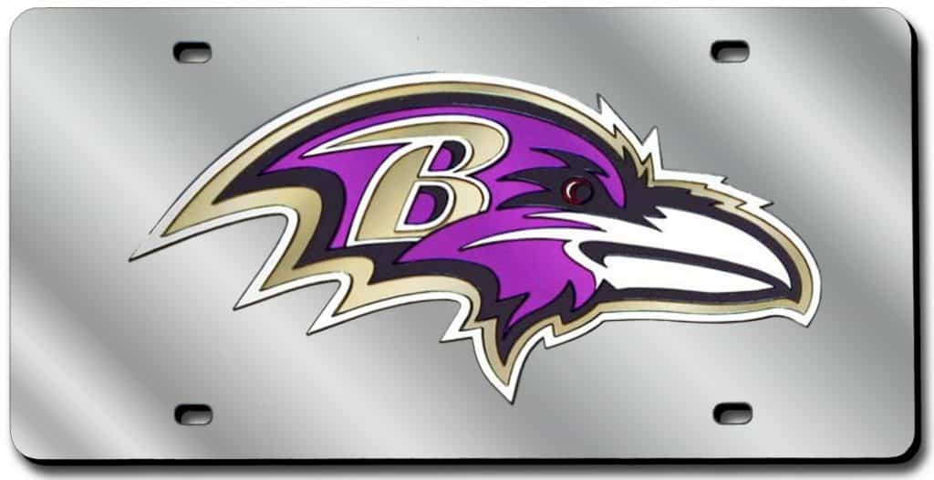 Baltimore Ravens Laser Silver Cut License Plate - Detroit Game Gear