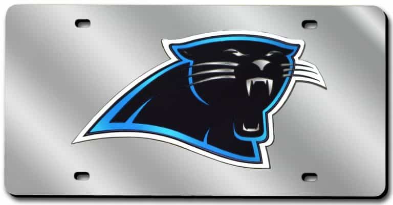 Carolina Panthers Laser Cut Silver License Plate - Detroit Game Gear