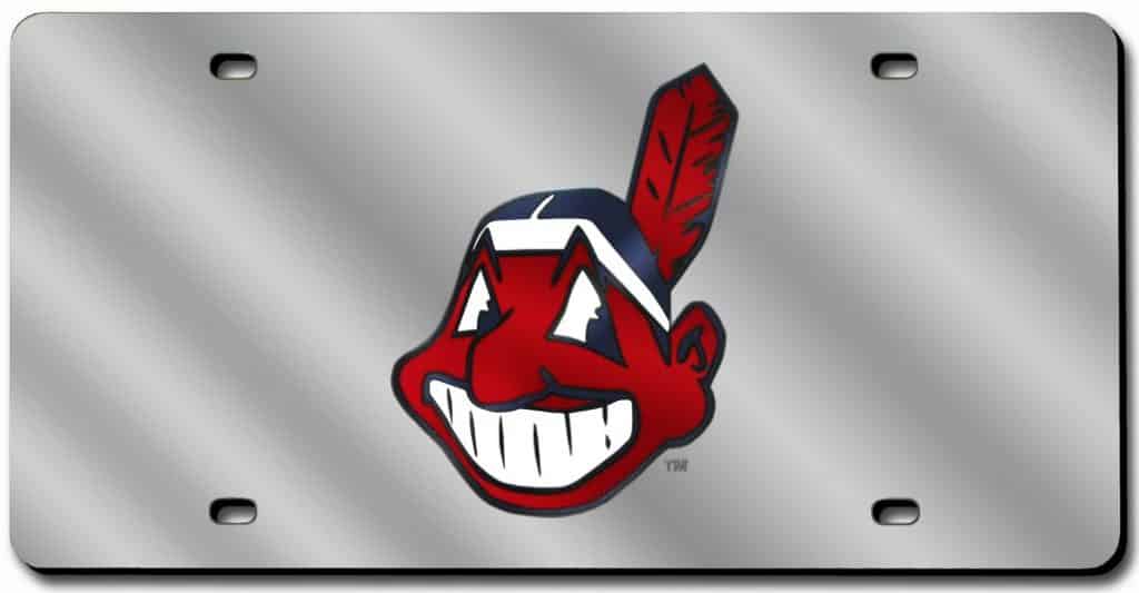 Cleveland Indians Laser Cut Silver License Plate - Detroit Game Gear