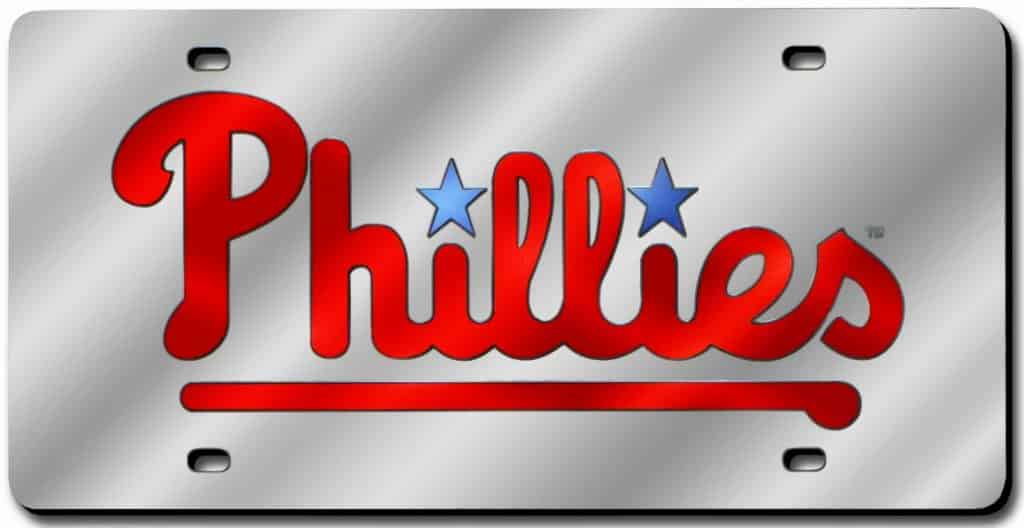Philadelphia Phillies Laser Cut Silver License Plate - Detroit Game Gear