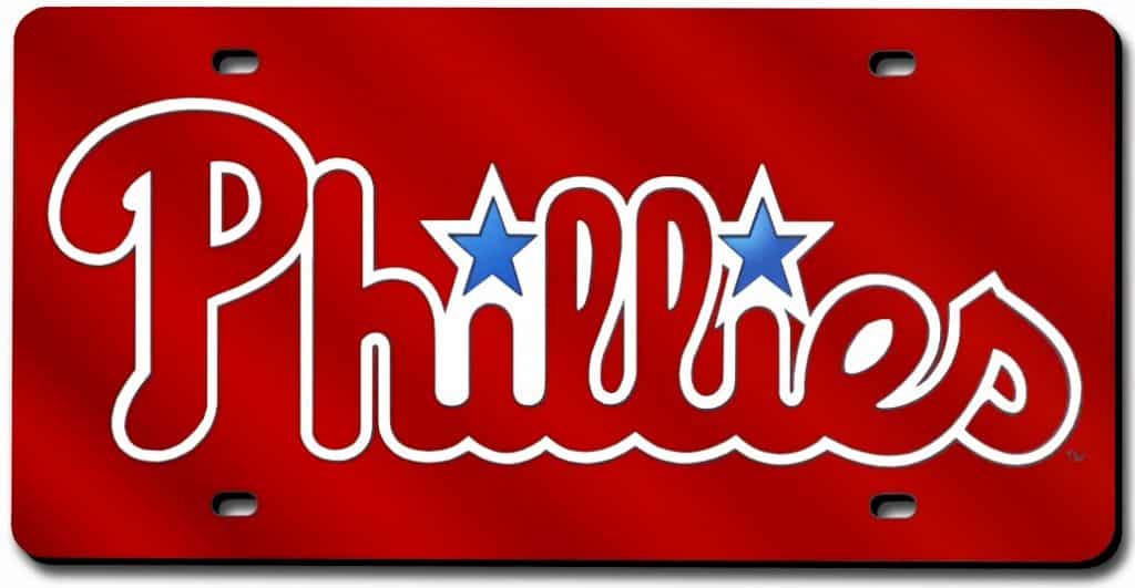 Philadelphia Phillies Laser Cut Red License Plate - Detroit Game Gear