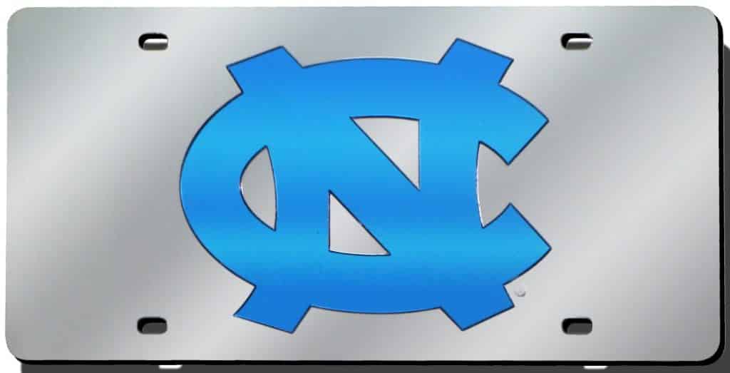North Carolina Tar Heels Silver Laser Cut License Plate - Detroit Game Gear