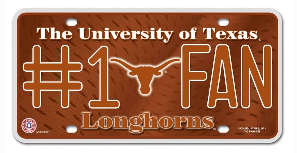 Texas Longhorns License Plate - #1 Fan - Detroit Game Gear