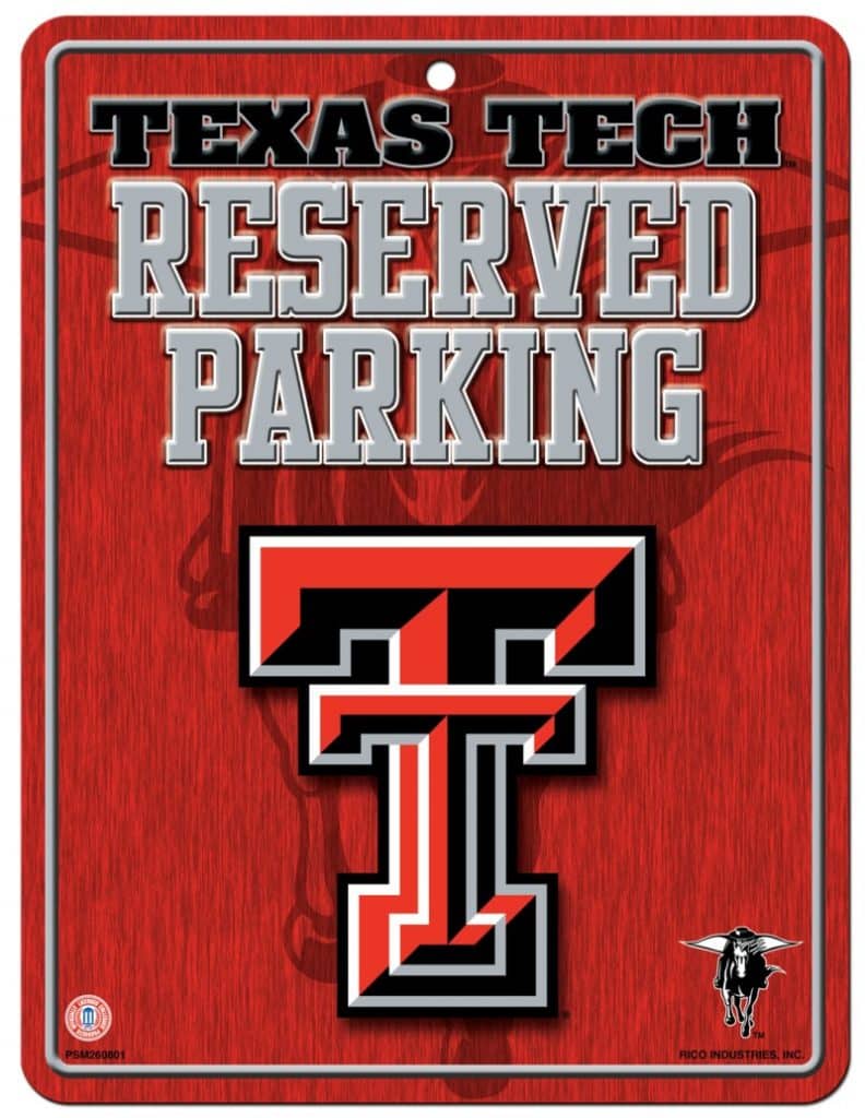Texas Tech Red Raiders Metal Parking Sign - Detroit Game Gear