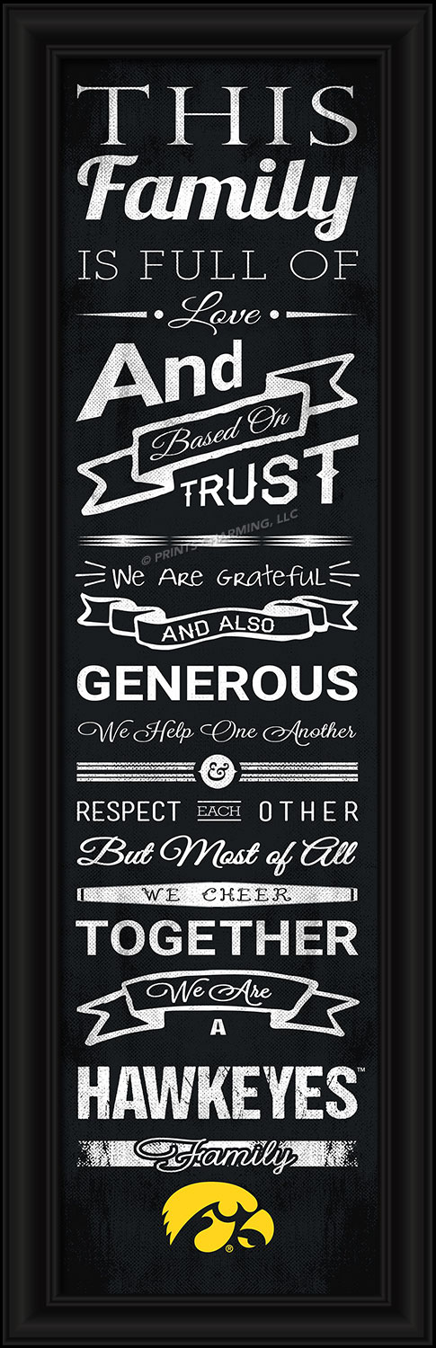 Iowa Hawkeyes Family Cheer Print 8"x24" - Detroit Game Gear