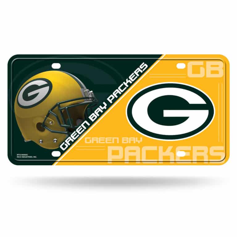 Green Bay Packers Green Yellow Metal License Plate - Detroit Game Gear