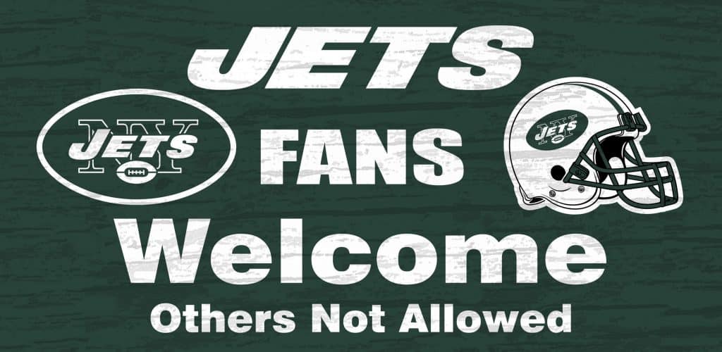 New York Jets Wood Sign - Fans Welcome 12"x6" - Detroit Game Gear