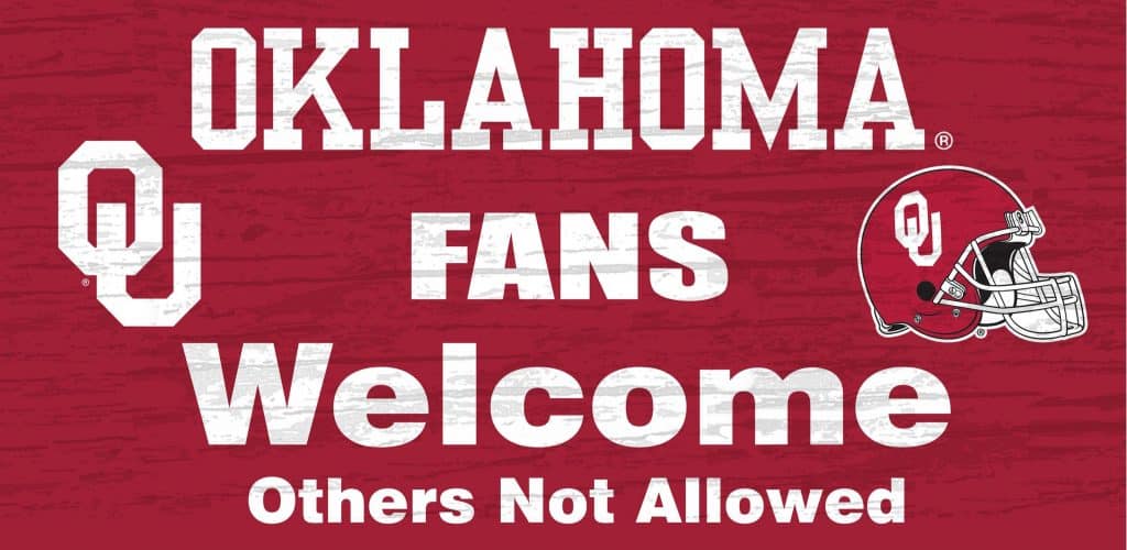 Oklahoma Sooners Wood Sign - Fans Welcome 12"x6" - Detroit Game Gear