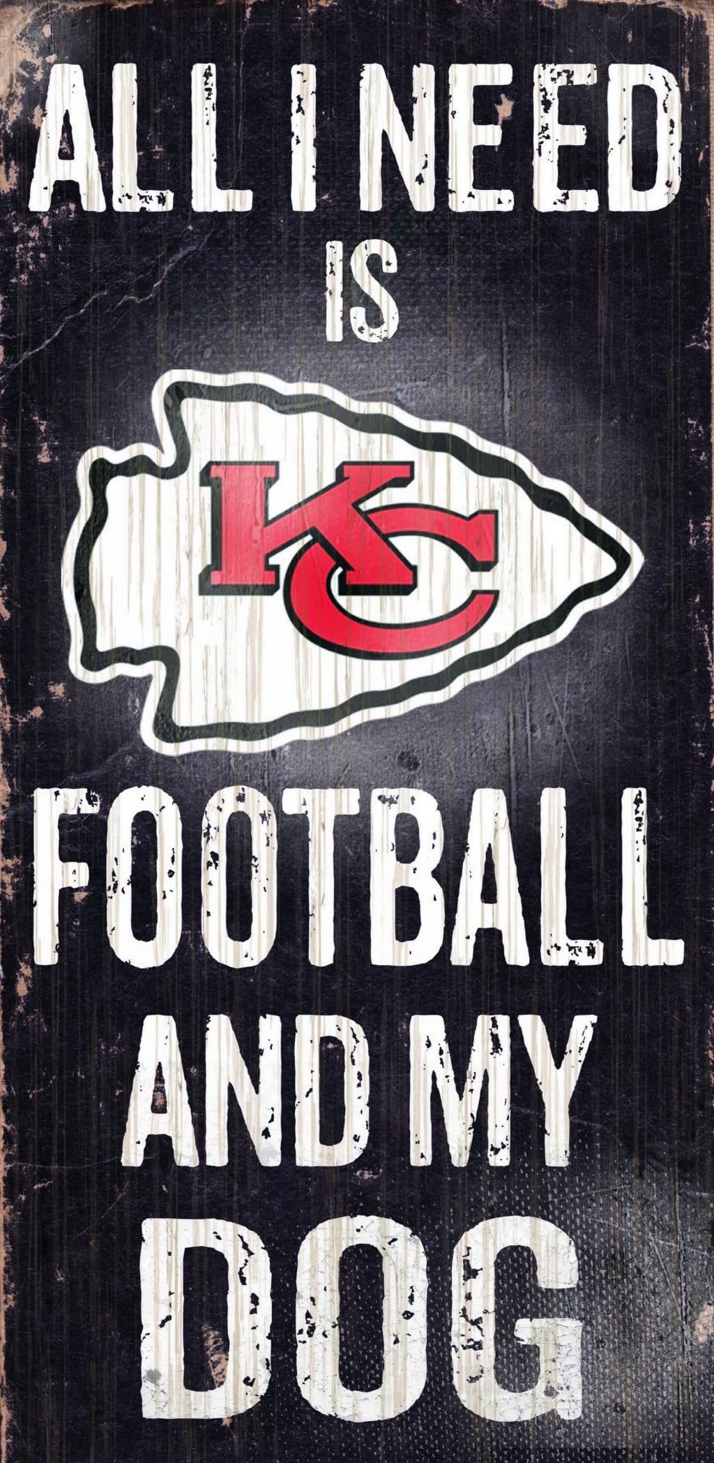 Kansas City Chiefs Wood Sign - Football and Dog 6"x12" - Detroit Game Gear
