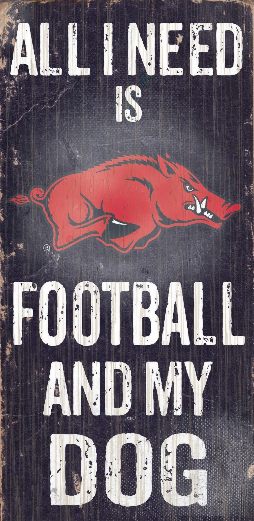 Arkansas Razorbacks Wood Sign - Football and Dog 6"x12" - Detroit Game Gear